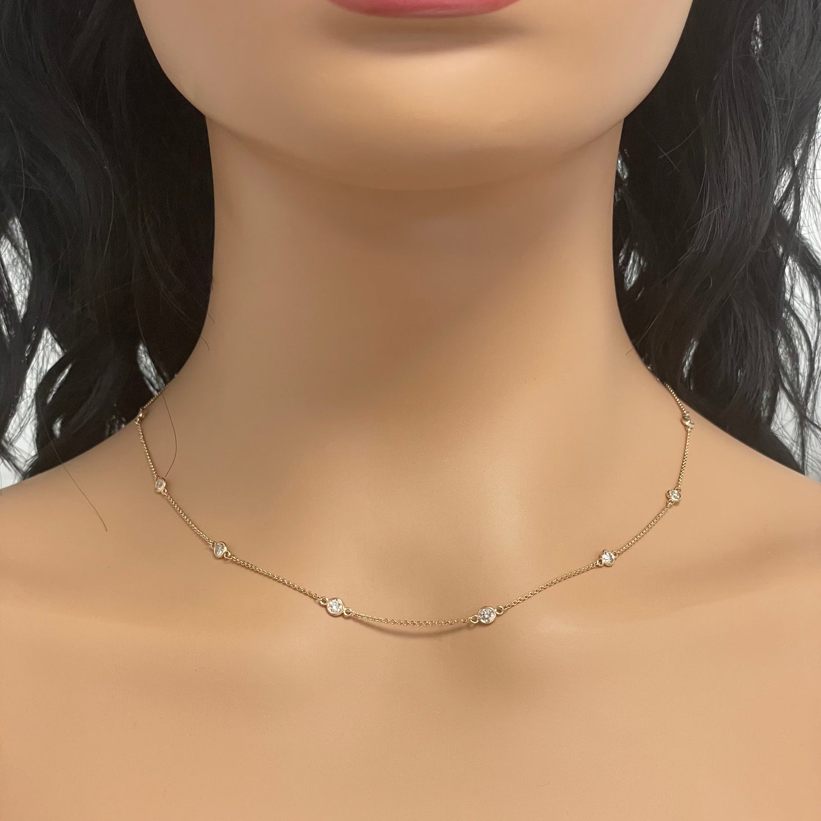 Diamonds by the Yard Station Necklace 1.15 ct Diamonds in Rose Gold Beauvince Jewelry